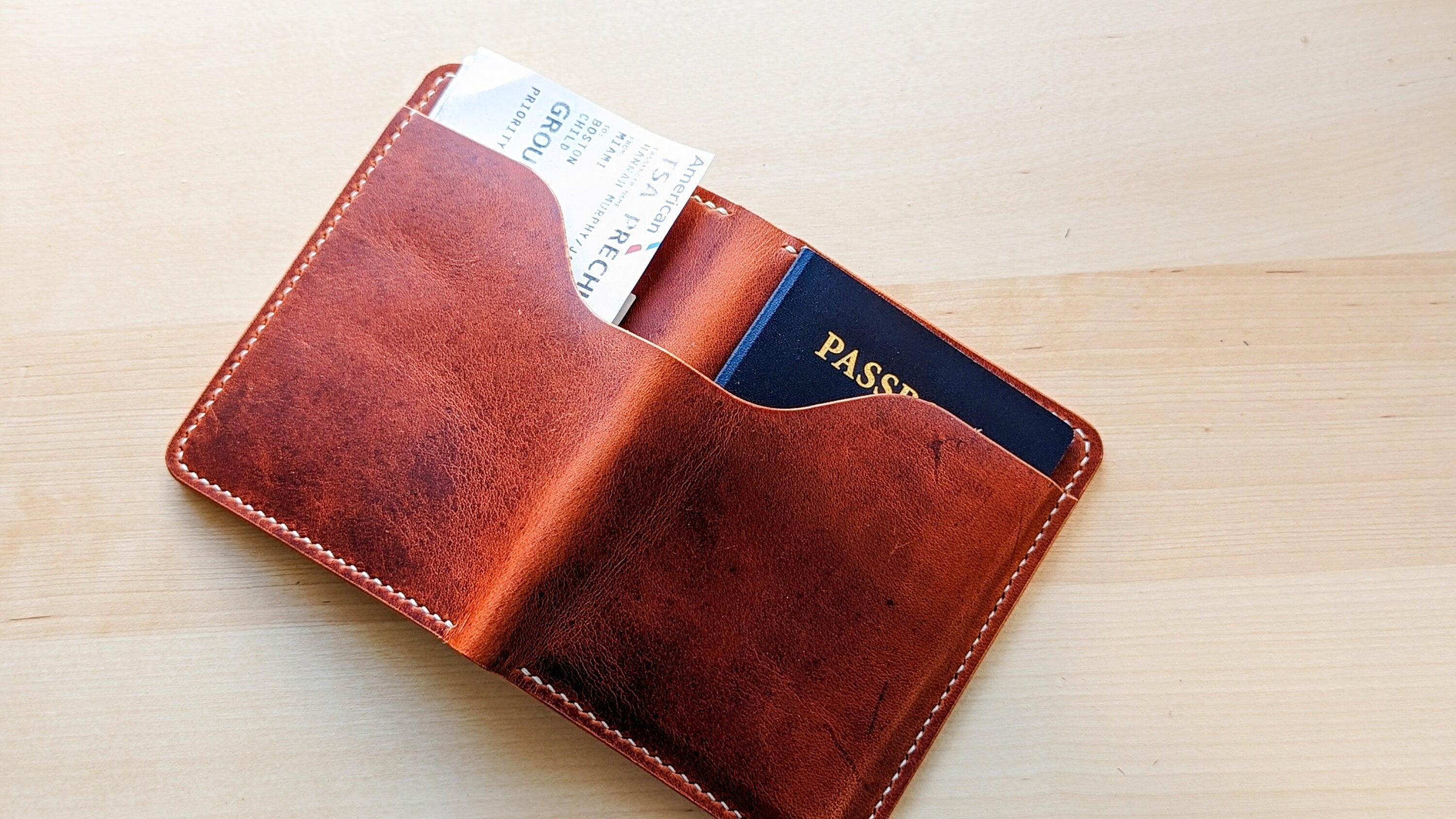 Horween Dublin English Tan Travel Wallet #101 – JHM Wood and Leather Crafts